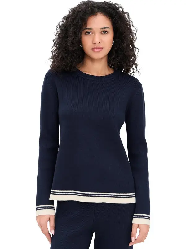 English Factory Contrast Striped Knit Top - Navy/white