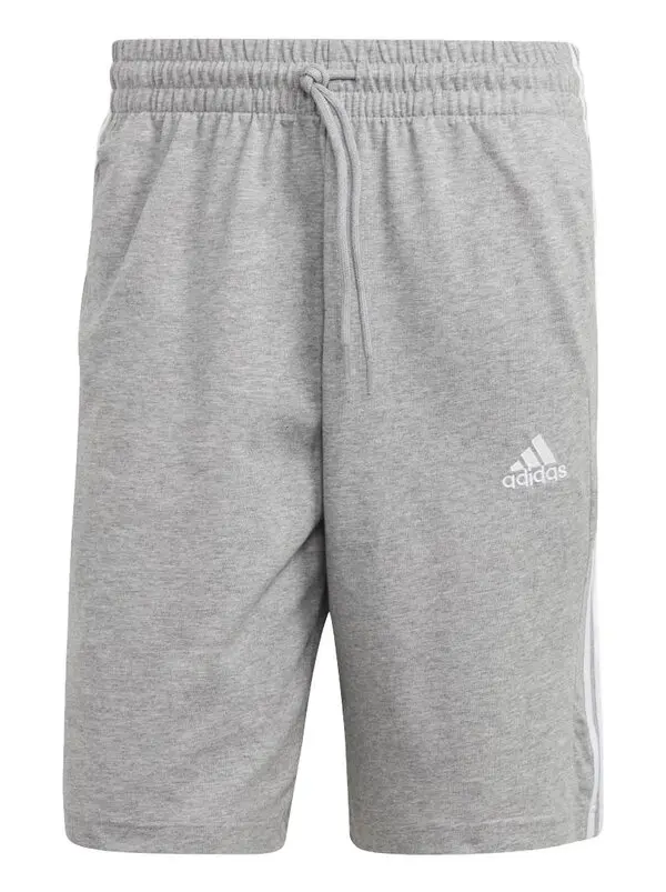 Adidas Essentials Single Jersey 3-stripes Shorts - Medium Grey Heather / White