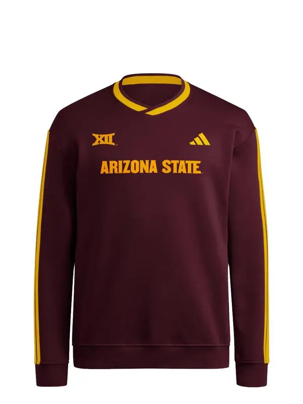 Adidas Arizona State Sun Devils 3-stripes Fleece Crewneck - Team Maroon / Team Colleg Gold