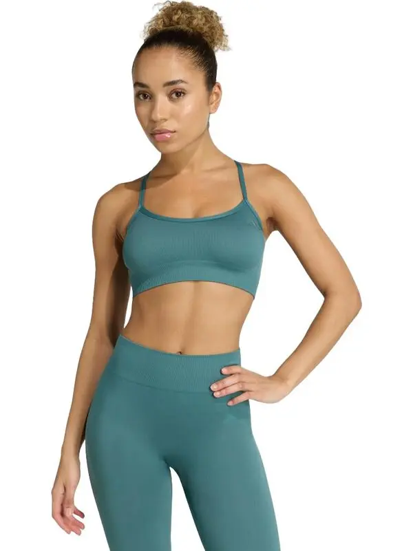 Adidas Workout Essentials Light-support Knit Bra - Preloved Teal