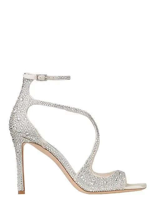 JIMMY CHOO Aziz 95 Crystal-embellished Heeled Sandals - Ivory/crystal