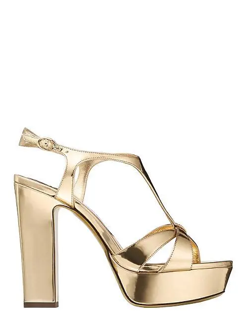 JIMMY CHOO Kesia 120 Metallic-leather Platform Sandals - Gold