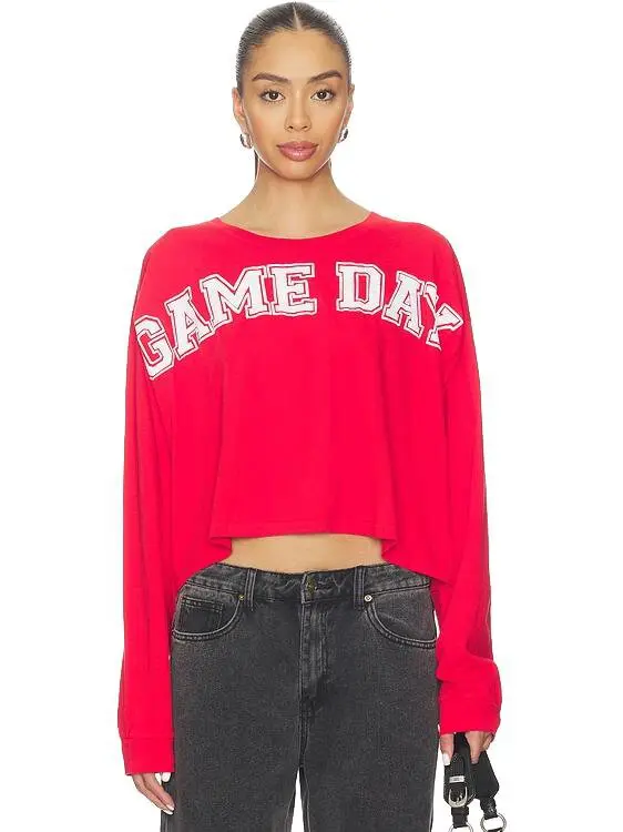 Daydreamer Game Day Meet & Greet Long Sleeve Top - Fire Red