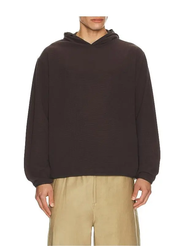 LE17SEPTEMBRE Waffle Knit Pullover Hoodie - Brown