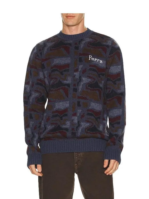 PARRA Repeat Ftp Booster Knitted Pullover - Blue