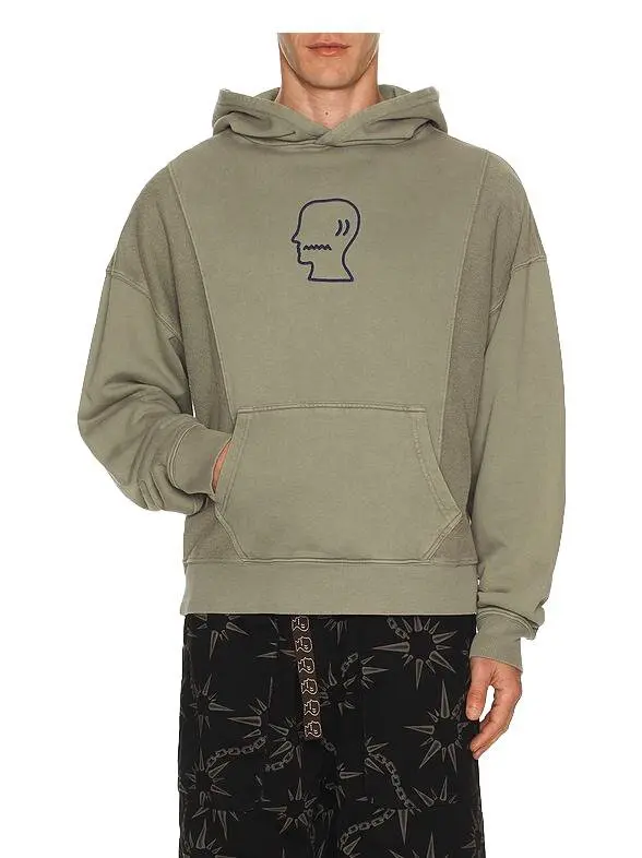 BRAIN DEAD Mendoza Cropped Hoodie - Cement