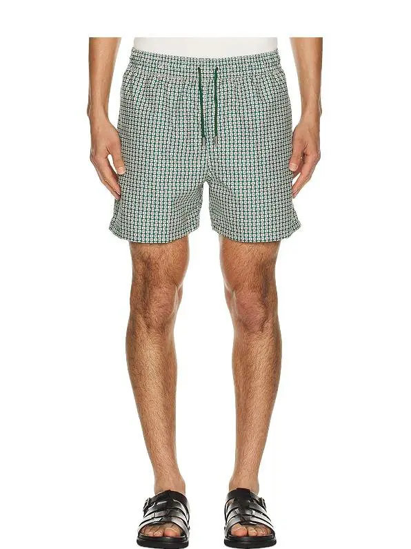 Simkhai Lowell Swim Short - Kelly Green Foulard Print