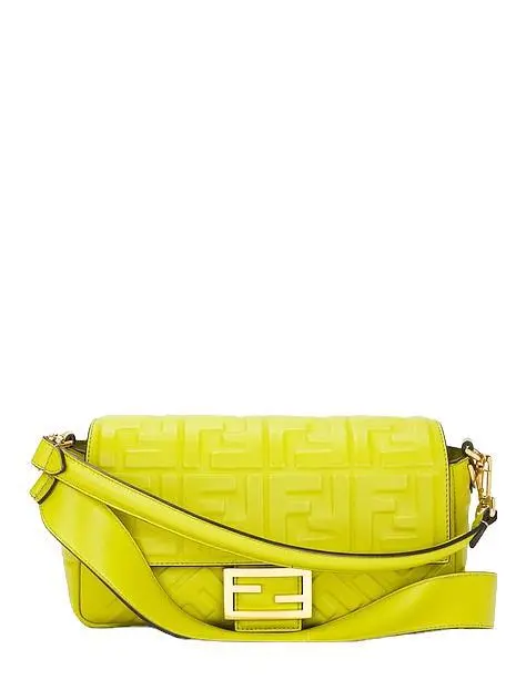 FWRD RENEW Fendi Embossed Ff Baguette Shoulder Bag - Green