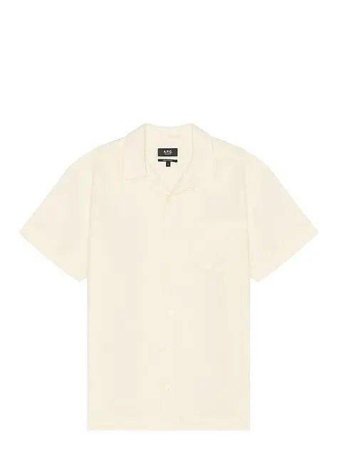 A.p.c. Chemisette Roy Short Sleeve Shirt In Cream - Ecru