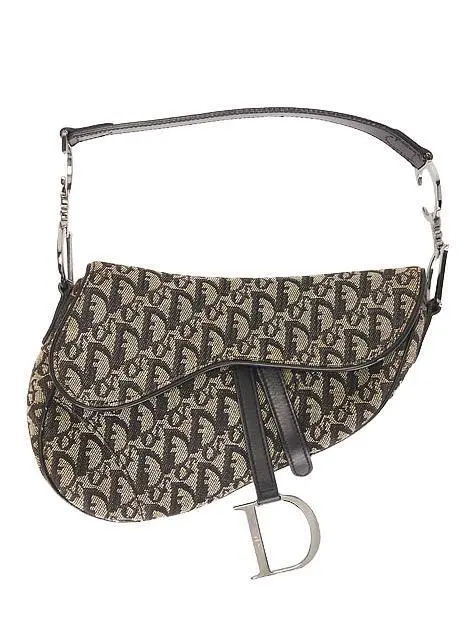 FWRD RENEW Dior Trotter Oblique Saddle Bag - Navy