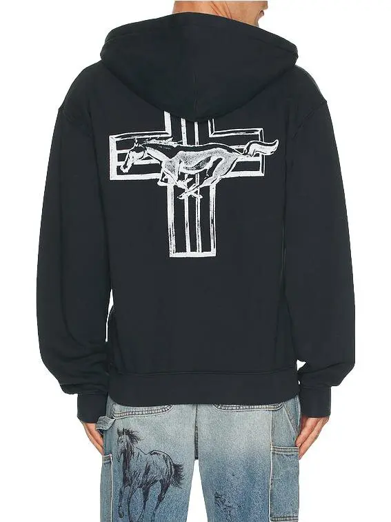 ONE OF THESE DAYS Mustang Cross Zip Up Hoodie - Washed Black