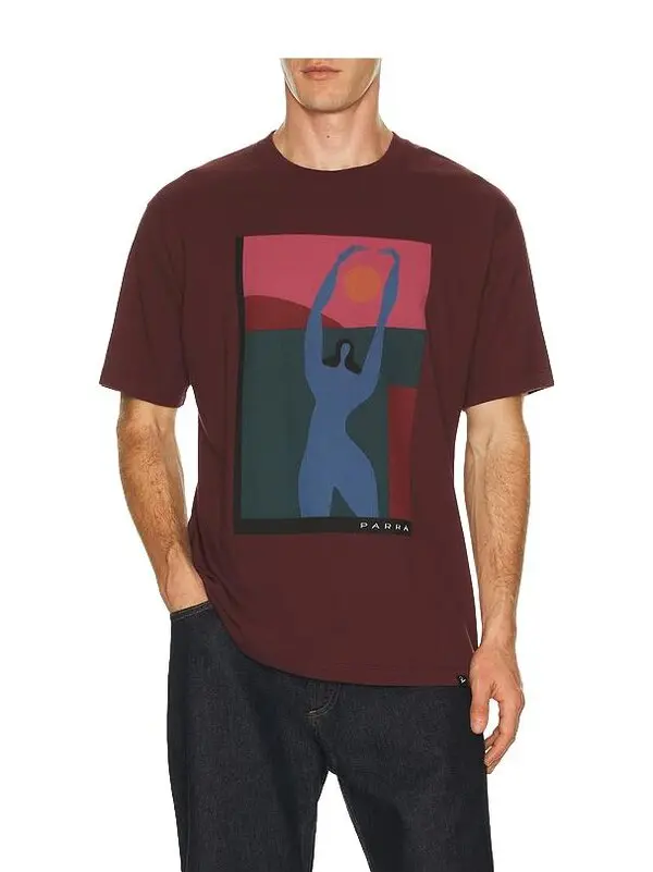 PARRA Protect The Sun T-shirt In Burgundy - Dark Burgundy