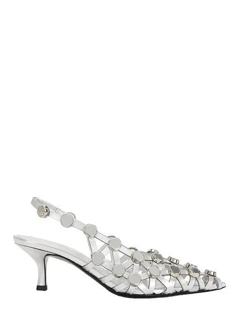 Attico Grid 50mm Slingback - Silver