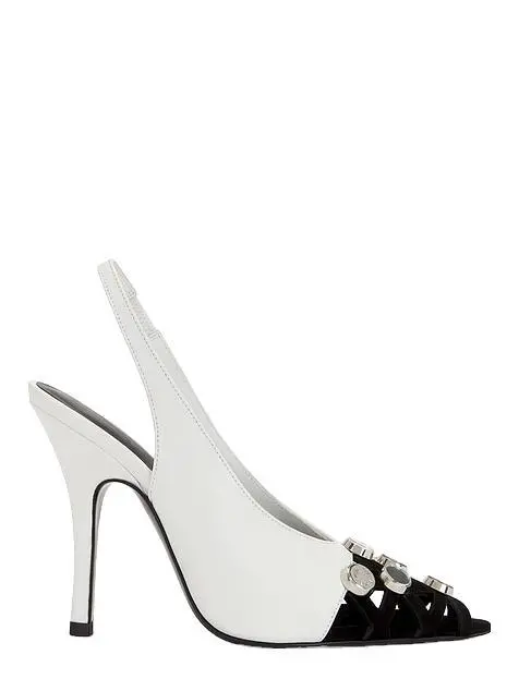 Attico Fiona 105mm Slingback - White & Black