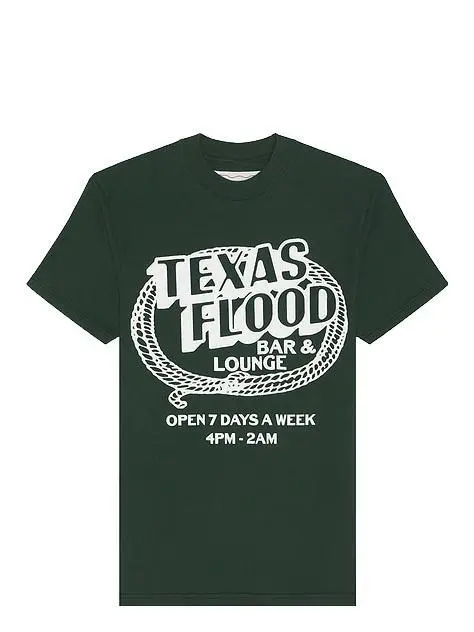 ONE OF THESE DAYS Texas Flood Tee In Dark Green - Washed Forest Green