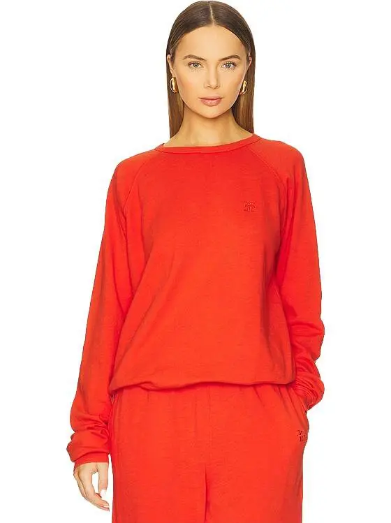 Eterne Oversized Lightweight French Terry Raglan Sweatshirt - Poppy