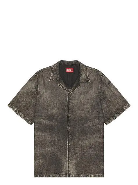 DIESEL D-nabil Shirt In Black - Black & Denim