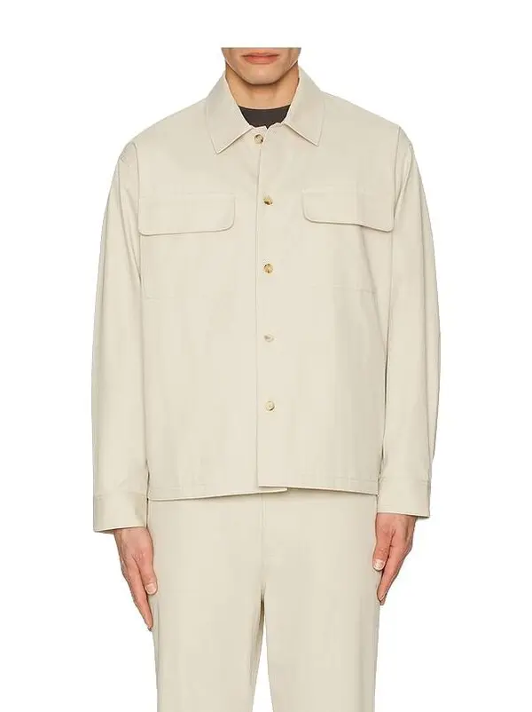 FRAME Double Pocket Overshirt In Beige - Light Beige