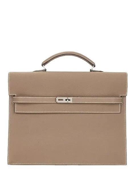 FWRD RENEW Hermes Kelly Depeche 34 Briefcase - Etoupe