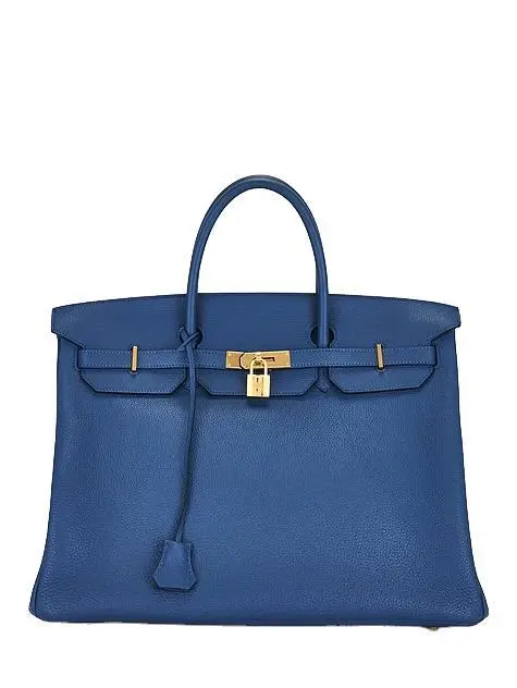 FWRD RENEW Hermes Togo Birkin 40 Retourne Handbag - Bleu Agate