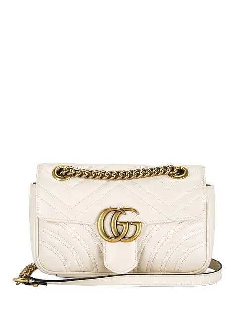 FWRD RENEW Gucci Mini Gg Marmont Shoulder Bag - White