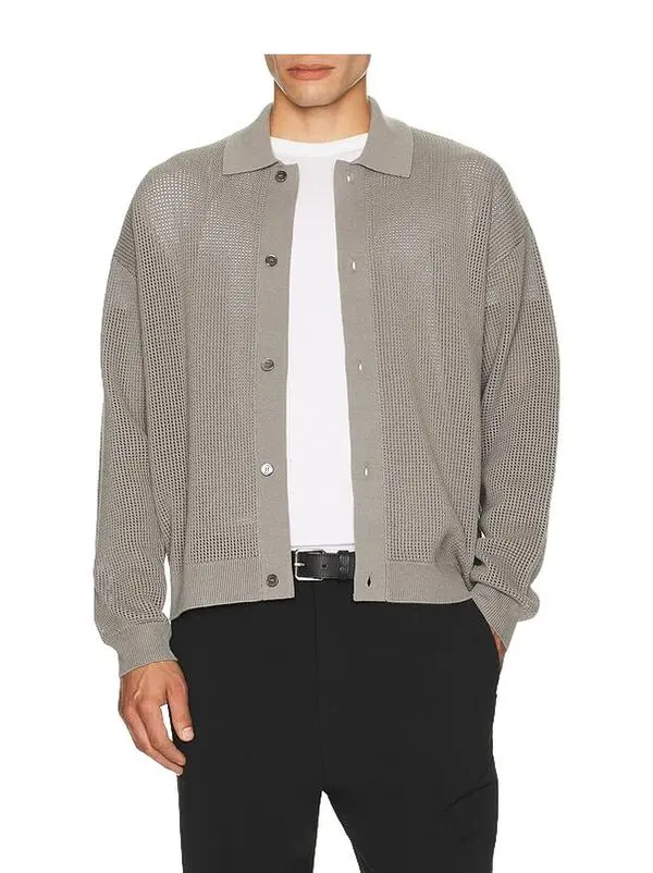 FRAME Open Knit Cardigan - Cloud Grey