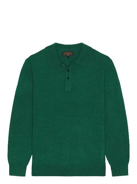 BEAMS Knit Polo 9g In Green - Bright Green