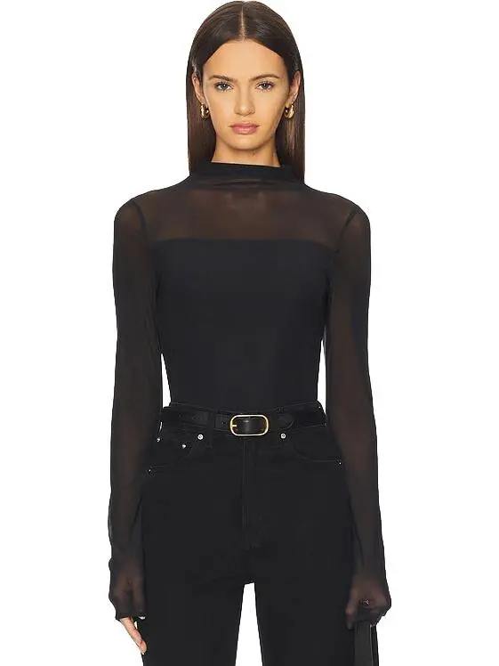 Rag & Bone Luca Double Layer Long Sleeve Top - Black