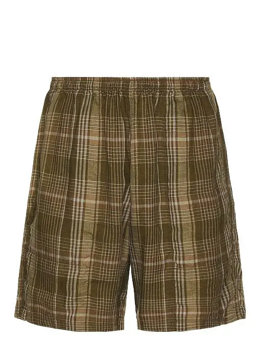 BEAMS Gym Shorts Mesh Plaid - Olive Plaid