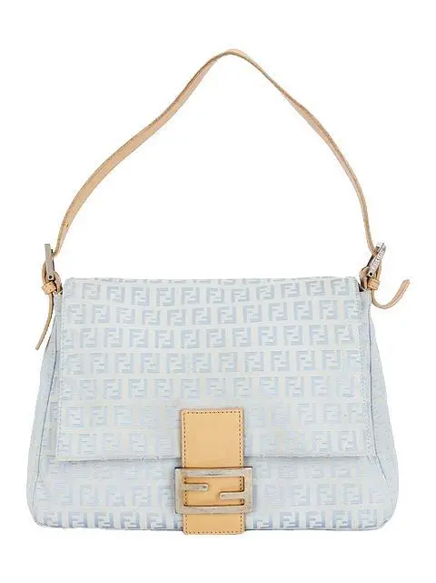 FWRD RENEW Fendi Zucchino Mama Baguette Shoulder Bag - Light Blue