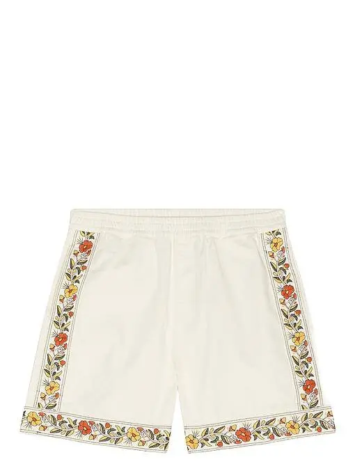 FOUND Kantha Floral Work Shorts - Tan