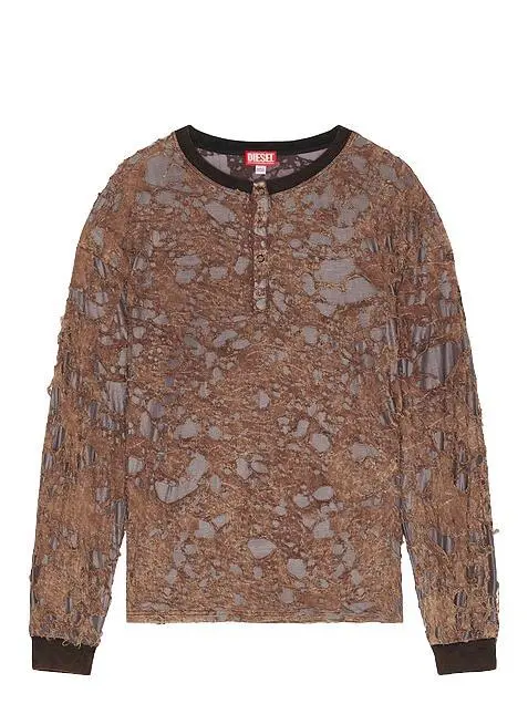 DIESEL® T-overt Long Sleeve Tee In Brown - Coffee