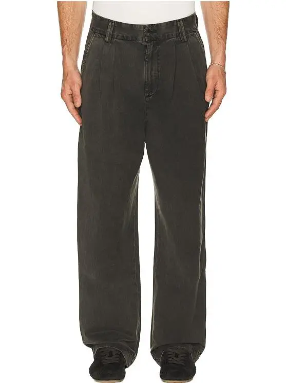 AGOLDE Slater Pleated Twill Trousers - Gravel