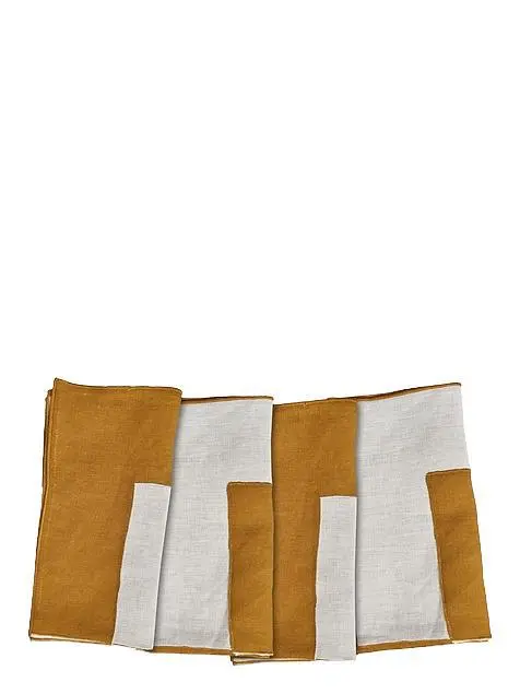 MISETTE Linen Embroidered Napkins Set Of 4 - Amber
