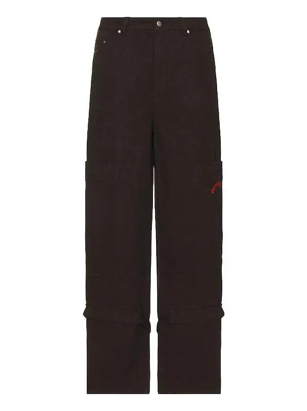 Off-White Overdyed Carpenter Pant - Chocolate & Red