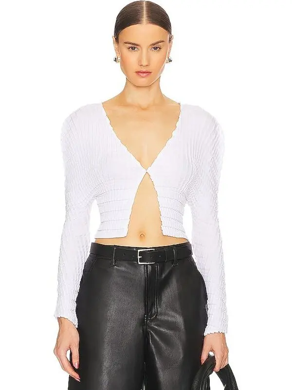 SID NEIGUM Cropped Knife X Box Pleated Cardigan - White