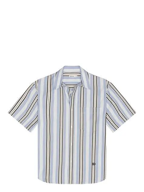 Simkhai Deacon Oversized Shirt In Blue - Blue Multi Stripe