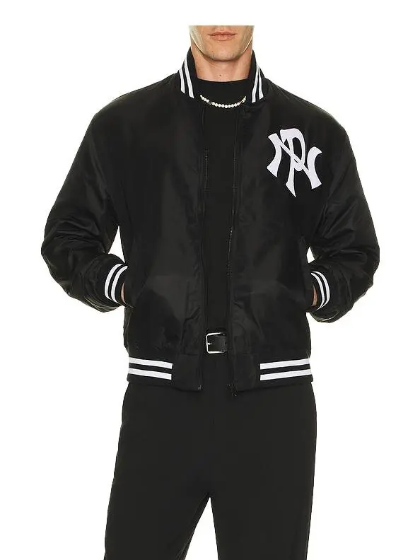 NO PROBLEMO Nyp Nylon Varsity Jacket - Black