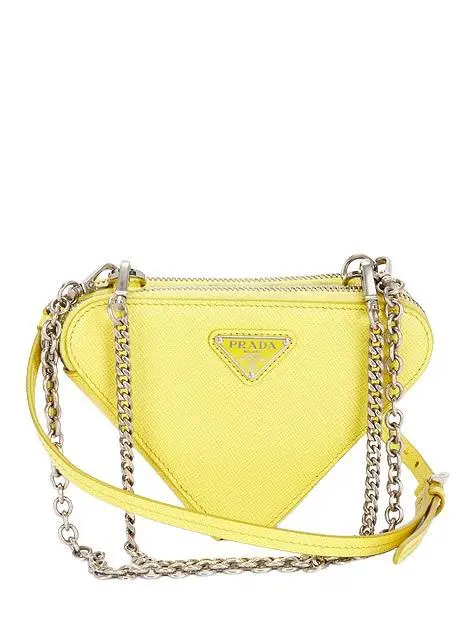 FWRD RENEW Prada Saffiano Triangle Shoulder Bag - Yellow