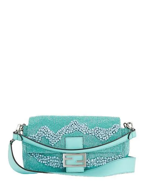 FWRD RENEW Fendi Beaded Baguette Shoulder Bag - Blue