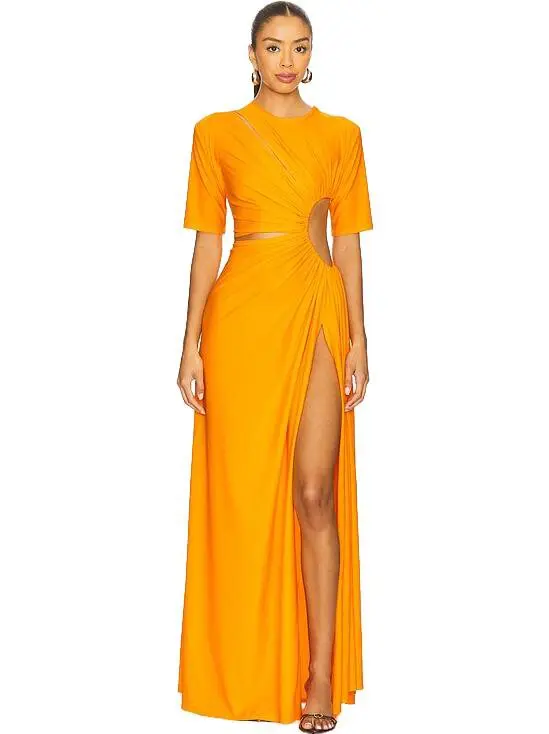 SID NEIGUM For Fwrd Gathered Slit Dress - Tangerine
