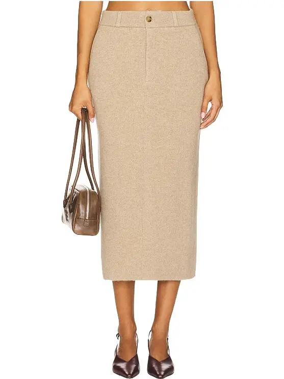 Guest In Residence Tailored Cashmere Skirt - Taupe