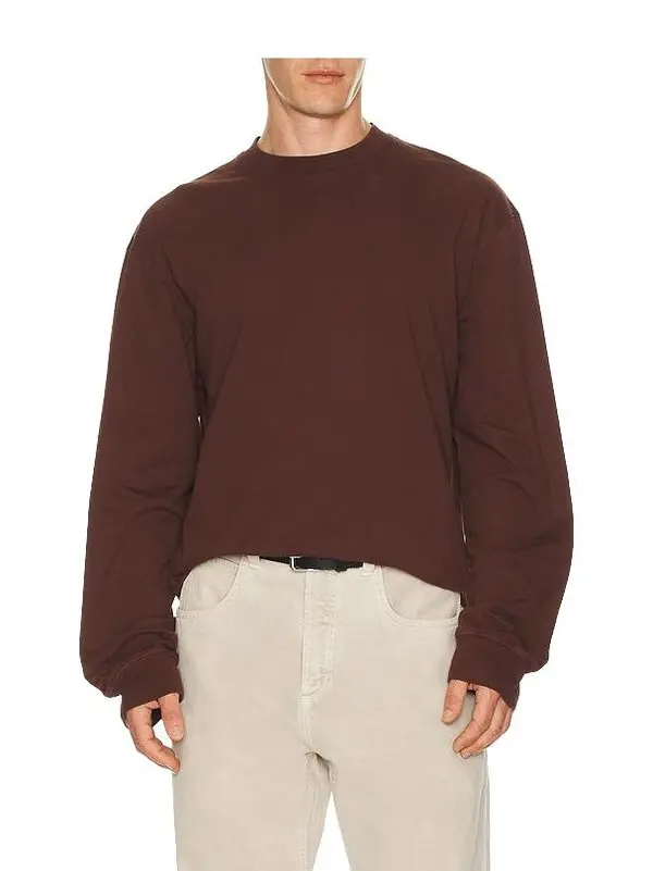 AGOLDE Long Sleeve Asha Tee In Chocolate - Bitter Root
