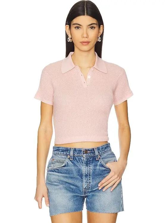 Guest In Residence Shrunken Cashmere Polo - Powder Pink