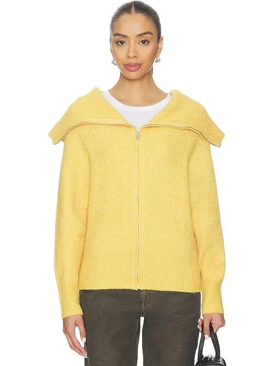 ELODIE THE LABEL Leigh Zip-up Sweater - Mustard