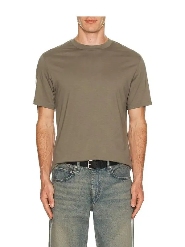 FRAME Short Sleeve Light Cotton Tee In Green - Smokey Green