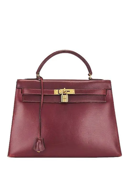 FWRD RENEW Hermes 1979 Box Kelly 32 Handbag - Bordeaux