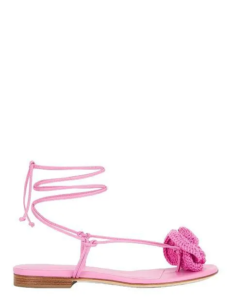 Magda Butrym Crochet Flower Flat Sandal - Pink