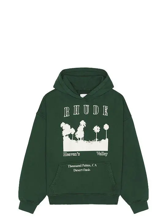 Rhude Thousand Palms Hoodie - Vintage Forest Green & White