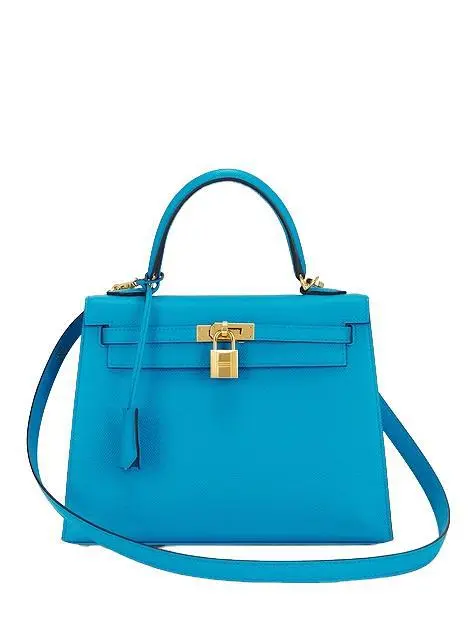 FWRD RENEW Hermes Epsom Kelly 25 Sellier Handbag - Bleu Frida